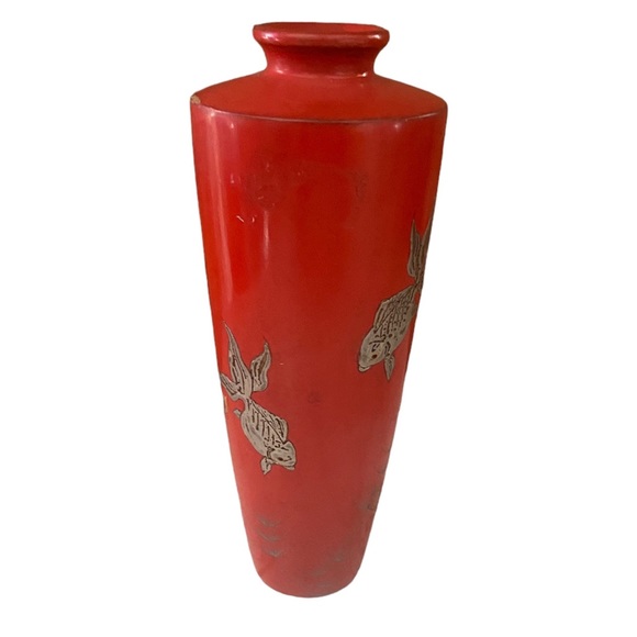 Antique | Accents | Antique Vintage Red Laquer Enameled Brass Coy Small ...